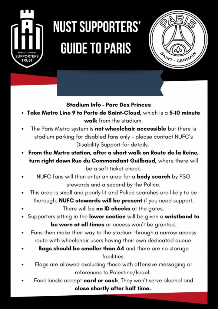 Supporters' Guide to Paris Saint Germain: Newcastle United Supporters Trust