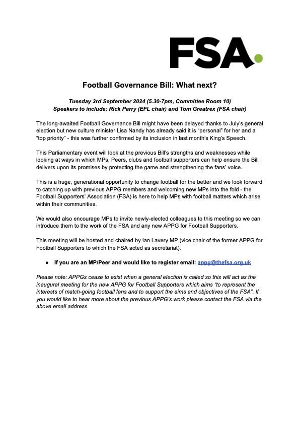 NUST Update on the Football Governance Bill: Newcastle United ...