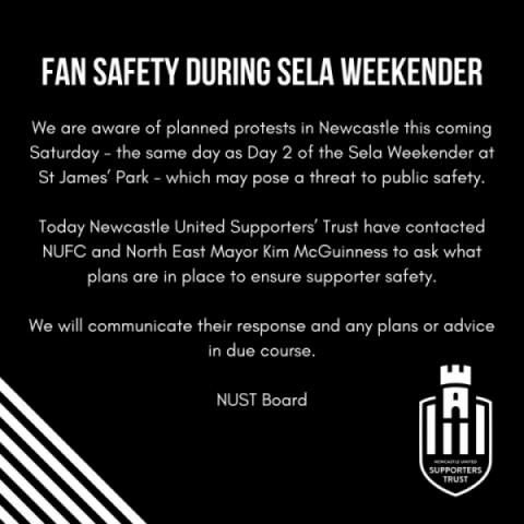 Fans Safety during Sela Weekender: Newcastle United Supporters Trust