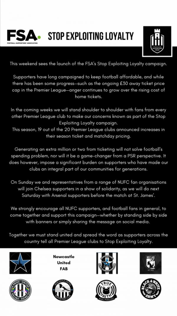 Stop Exploiting Loyalty - An FSA Initiative: Newcastle United ...